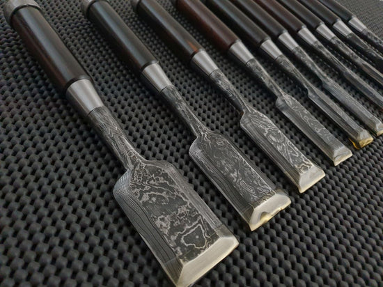 Daitei Suminagashi | 10 Piece Hikoza Bench Chisel Set (Aogami) – ProTooling