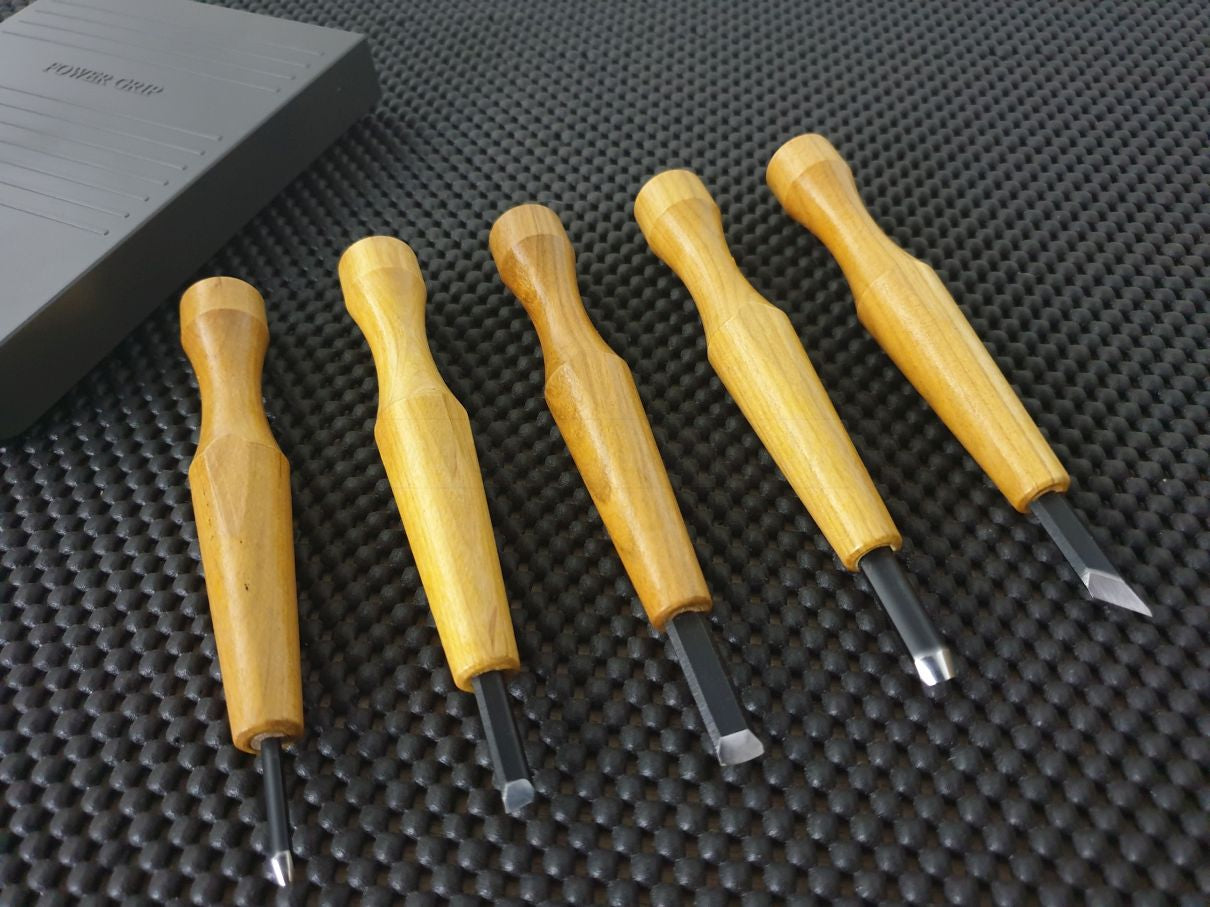 Mikisyo Japanese Carving Chisels | PG-5 Power Grip Set (5 Pieces ...
