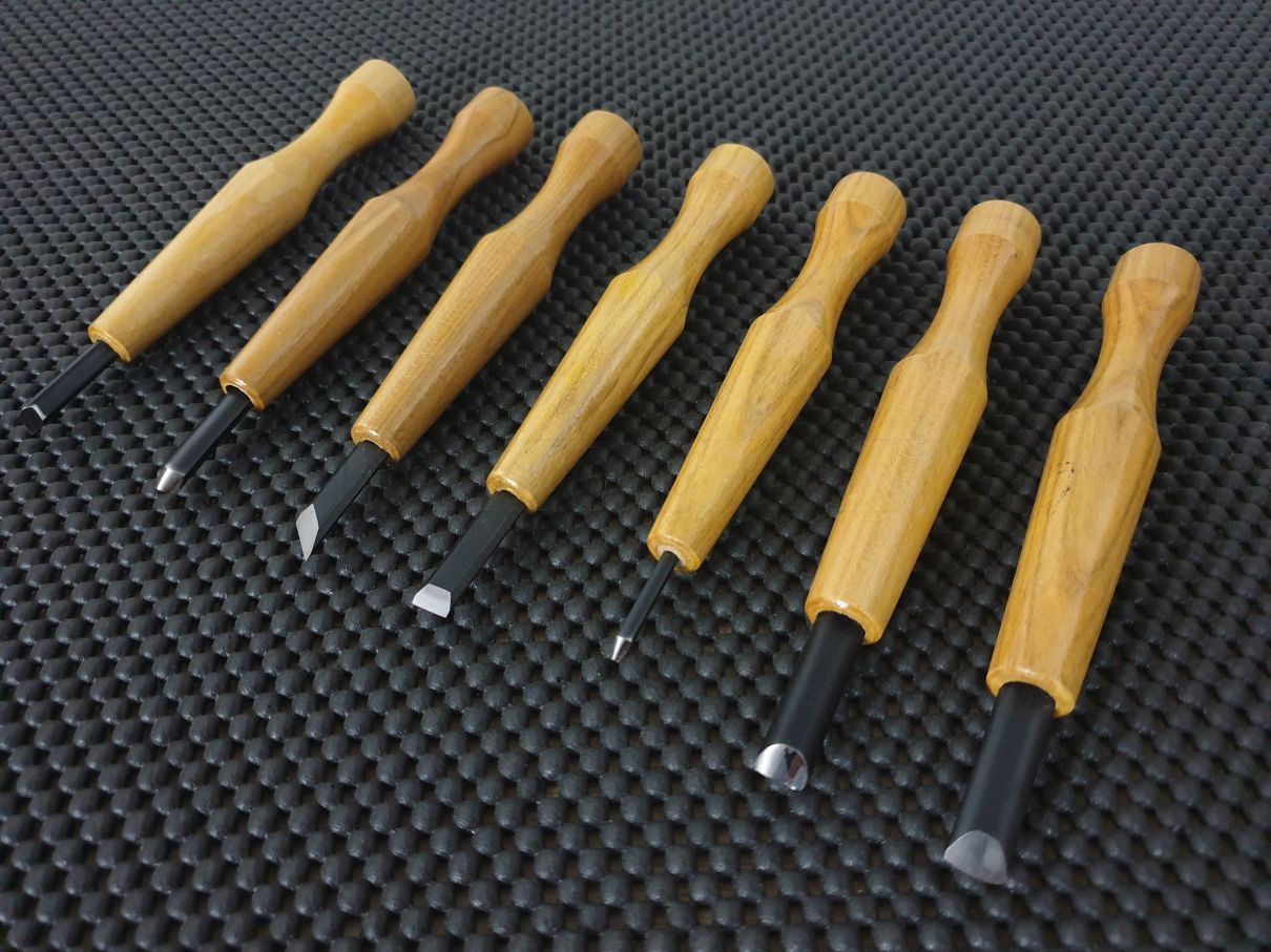 Mikisyo Japanese Carving Chisels | PG-7 Power Grip Set (7 Pieces ...