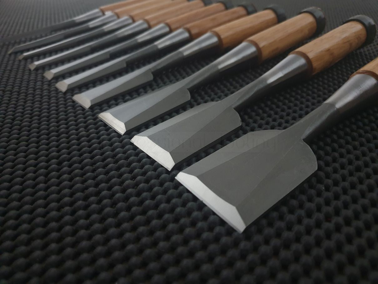 Kanetomo SFS Oire Nomi | 10 Piece Japanese Chisel Set (w/ Timber Box ...