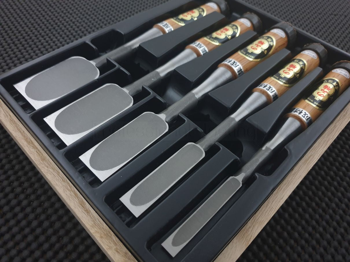 Kanetomo SFS Oire Nomi | 5 Piece Japanese Chisel Set (B Timber Box ...