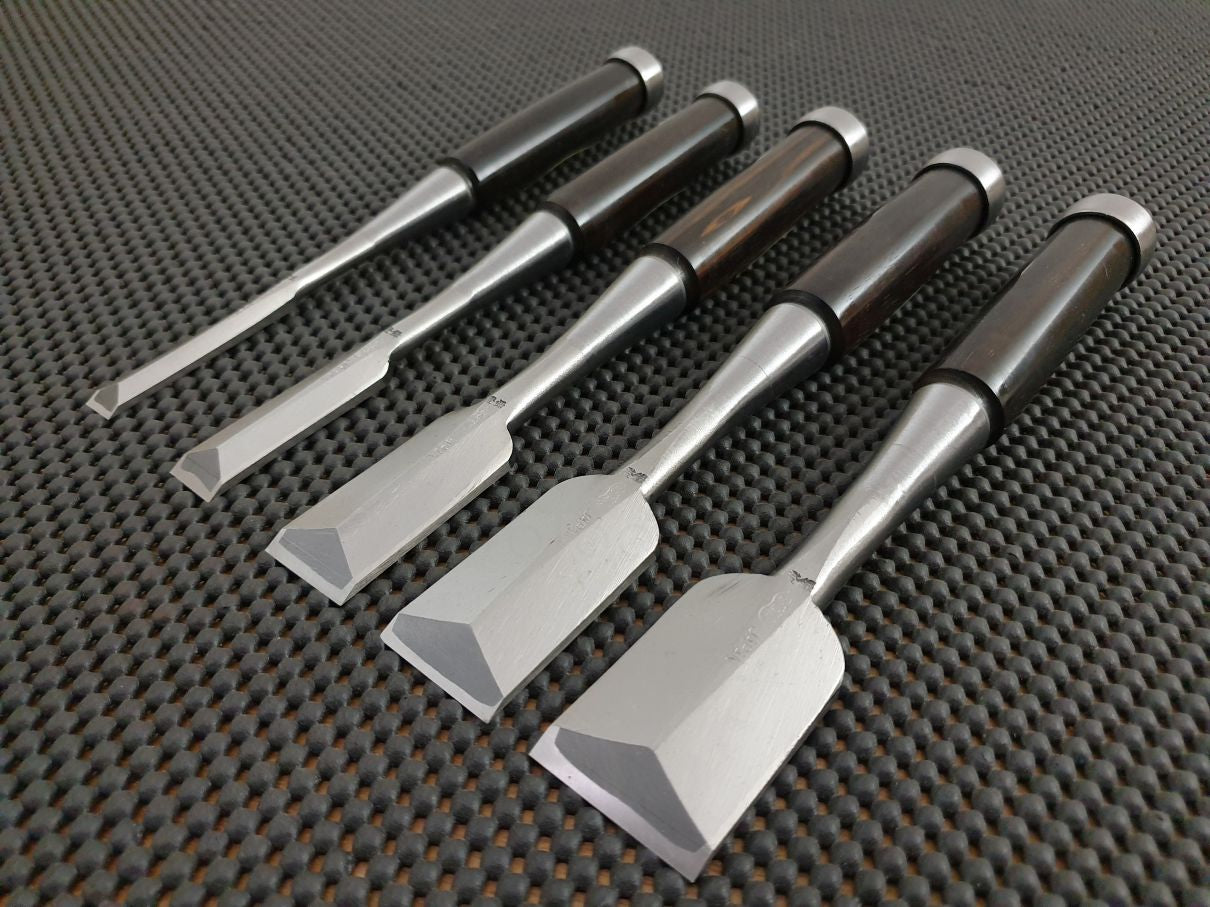 Nomikatsu Shirogami | Umeki-Oire Nomi (Dovetail Chisel)- 5 Piece Set ...