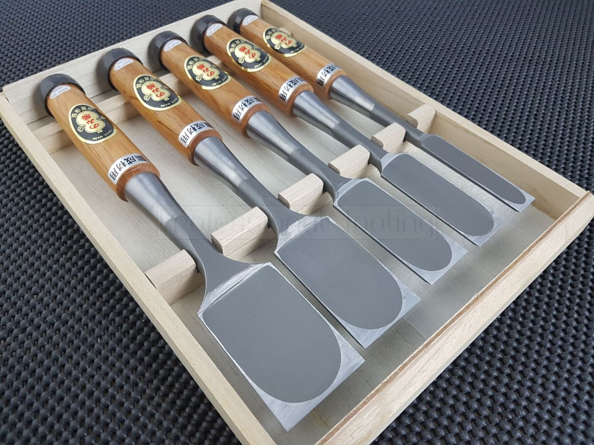 Nomikatsu SFS Tataki Nomi | 5 Piece Japanese Chisel Set (w/ Timber Box ...