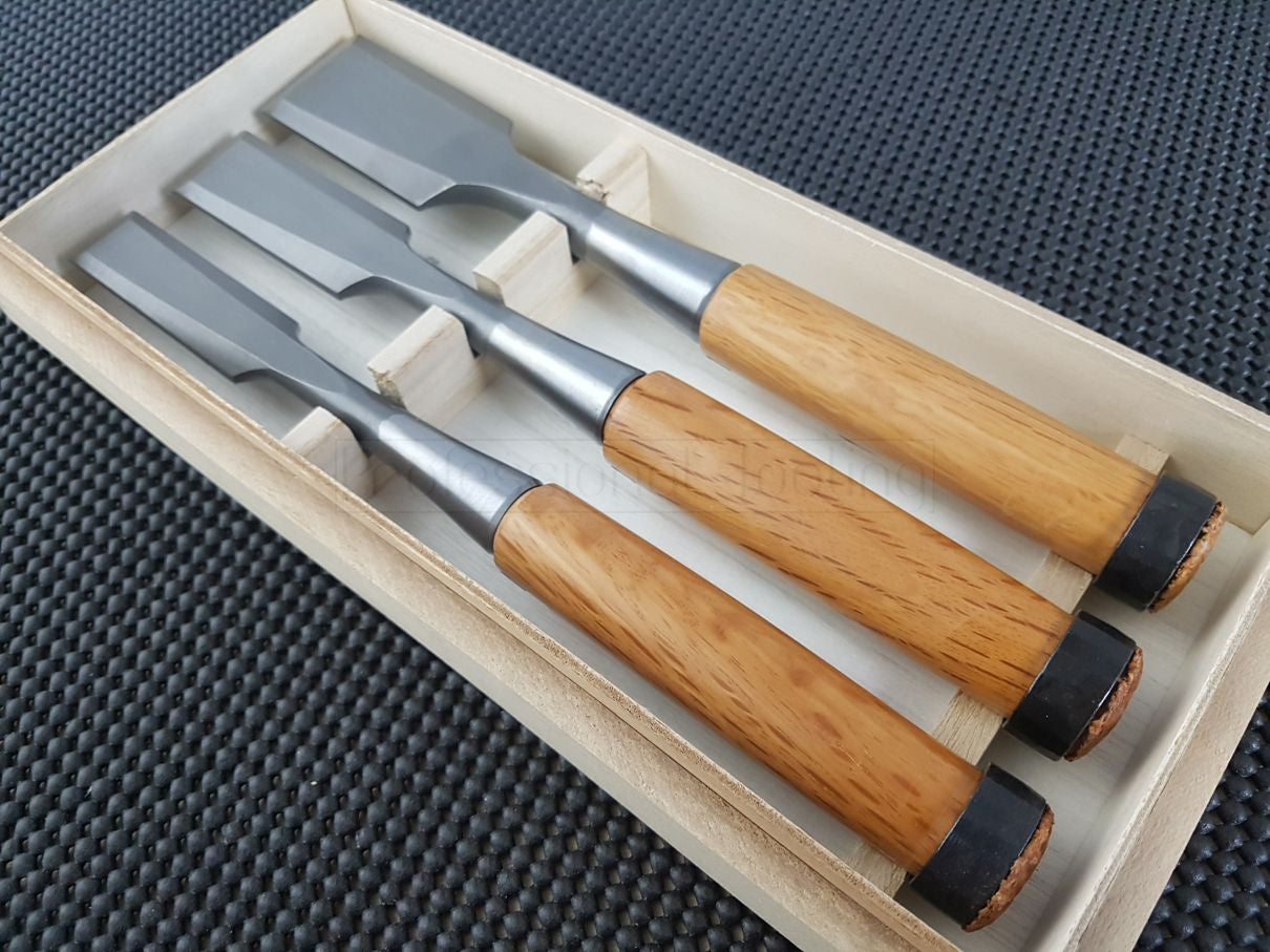 Nomikatsu SFS Tataki Nomi | 3 Piece Japanese Chisel Set (w/ Timber Box ...
